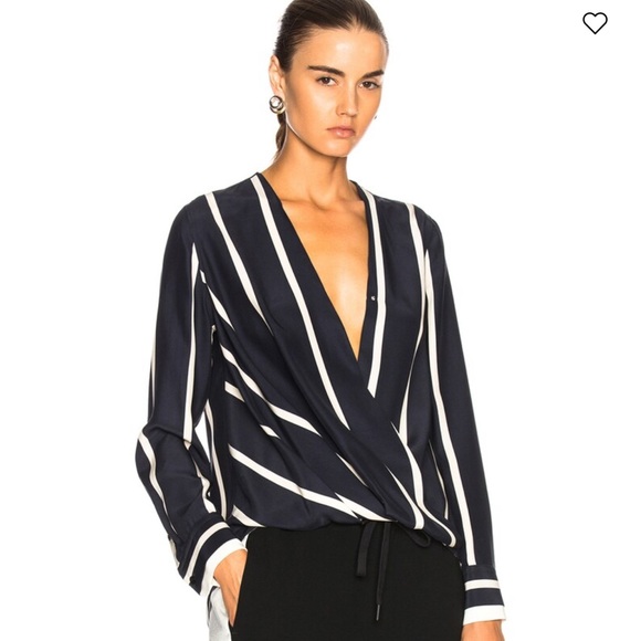 rag & bone | Tops | Rag Bone Black And White Wrap Blouse Highlow Silk ...